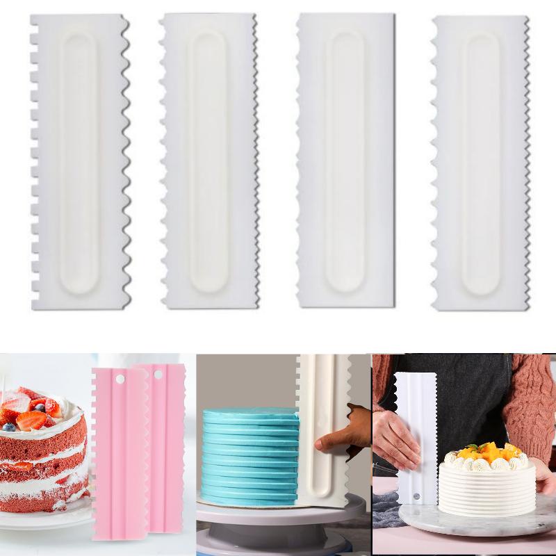 4Pcs Cake Scraper Comb Icing Smoother Pastry Textures Spatulas Fondant Cake Decoratings | Shopee ...