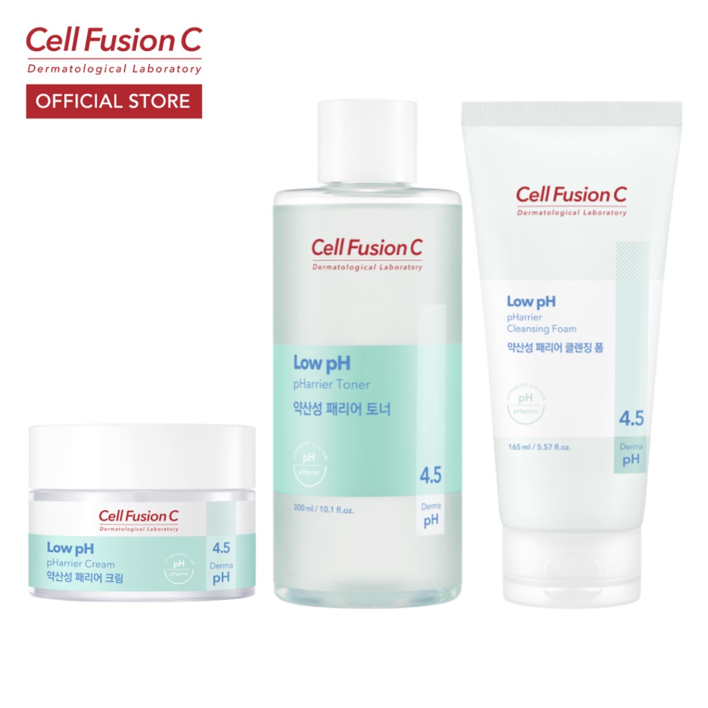 CELL FUSION C Low pH pHarrier Skincare Set (Cream 55ml + Toner 300ml + Cleansing Foam 165ml ...