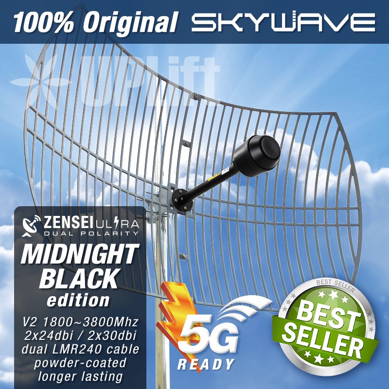 SkyWave Dual Polarity Parabolic Grid Antenna Extended Frequency 1700 ...