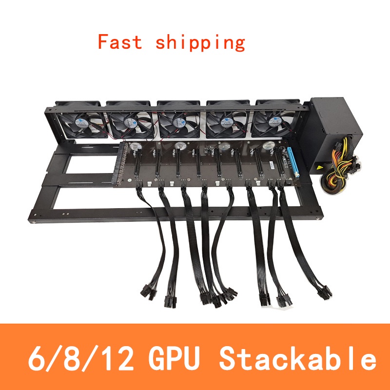 Stackable Open Air Miner Case 6 8 12 Gpu Mining Rig Frame For Crypto Coin Rack Frame Case