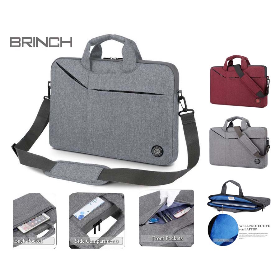 BRINCH Slim Messenger Bag 14 15 16 inch Sling Laptop Bag - GRAY ...