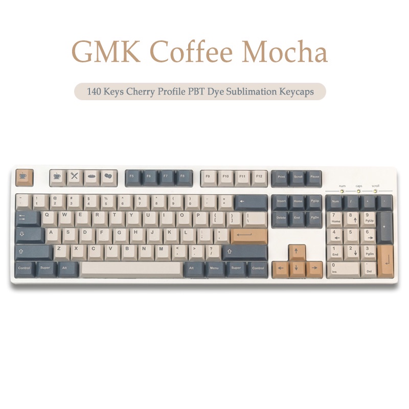 140 Keys GMK Coffee Mocha Keycaps Cherry Profile PBT DYE Sublimation ...