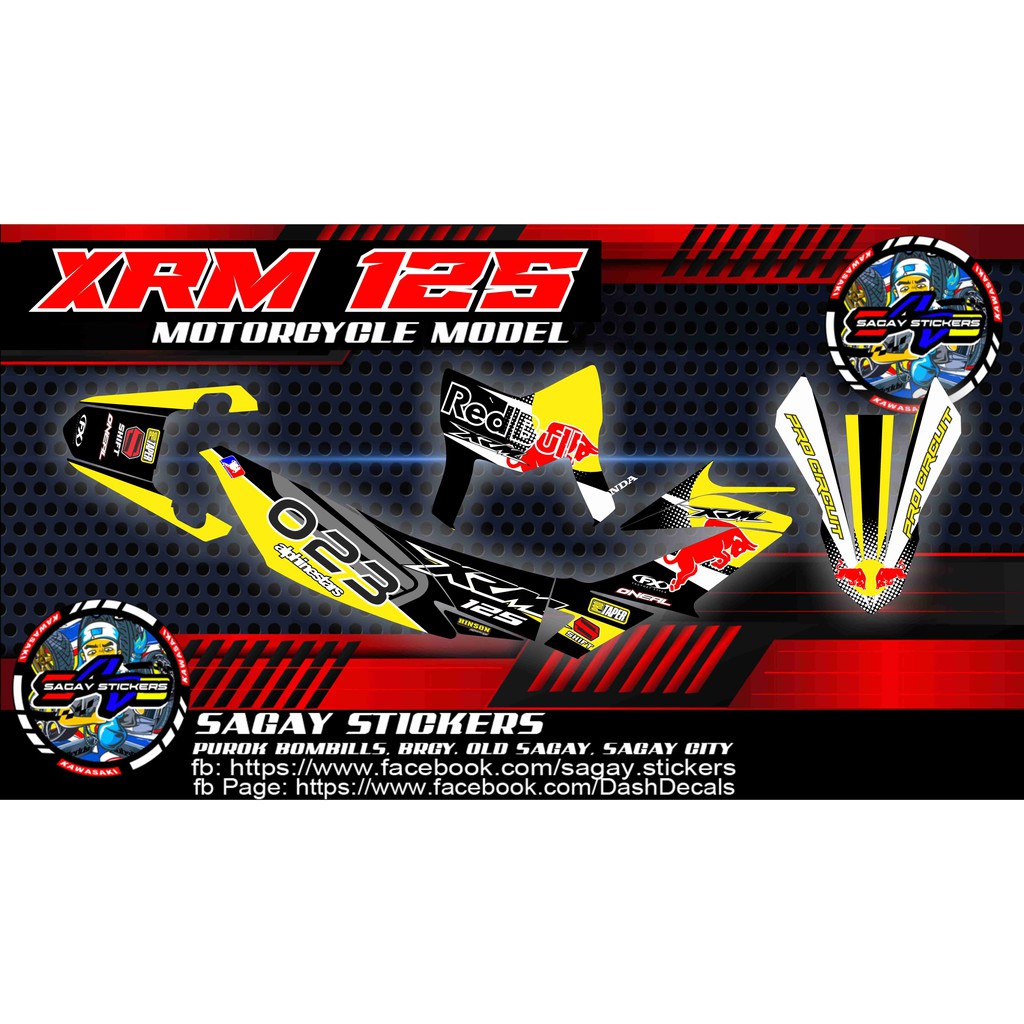 XRM 125 CARB Motorcycle Sticker Decals WITH FREE Assorted stickers ...