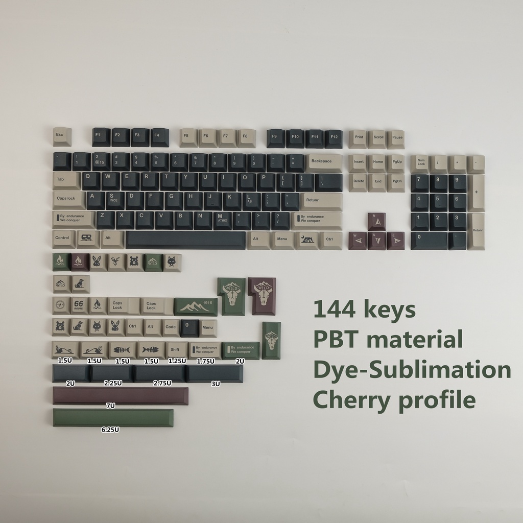 Wild keycap 144 keys PBT material Dye-Sublimation Cherry profile ...