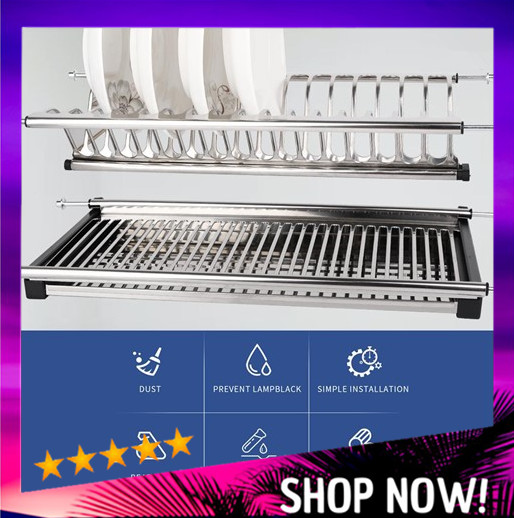 【cod】2 Tier Stainless Steel Folding Dish Drying Dryer Rack Plate Bowl