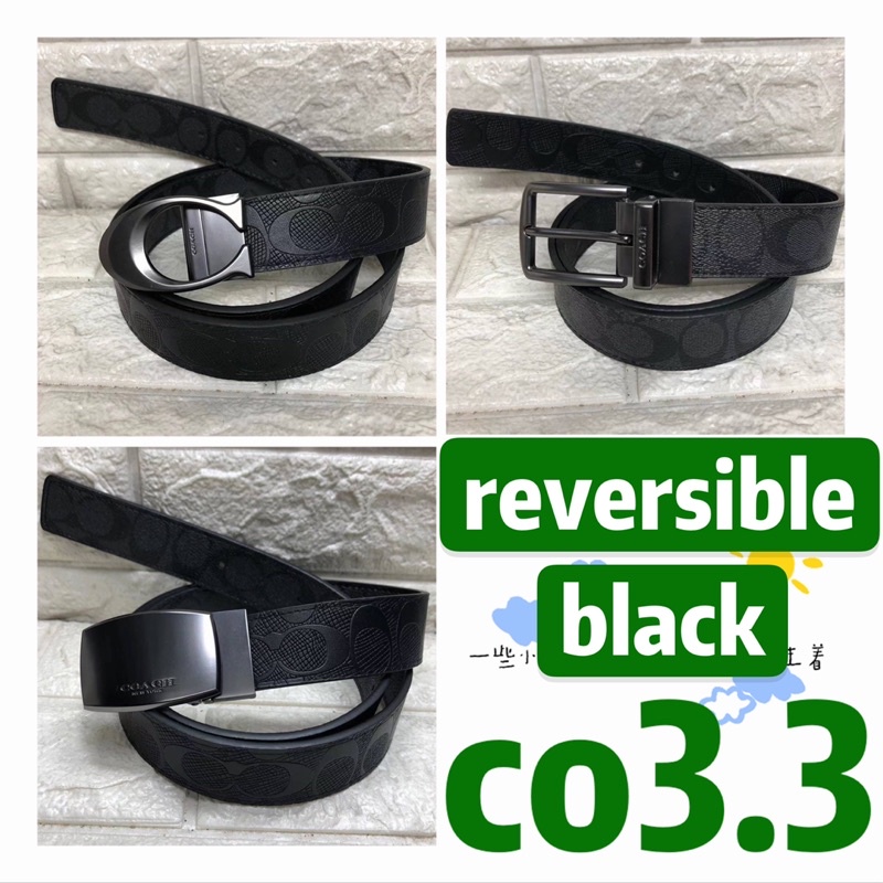 belt co3.3 black reversible (width 3.3cm) waistline 26-40 inch | Shopee ...