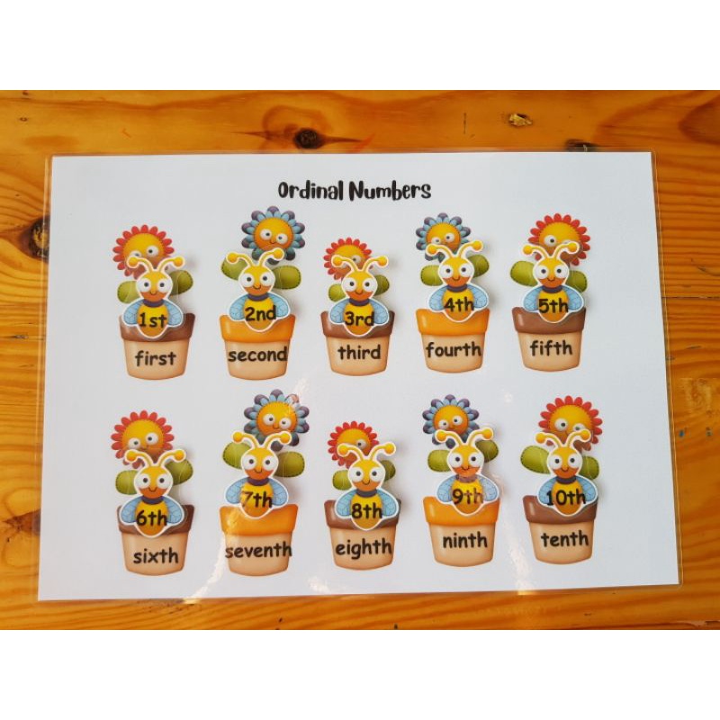 ORDINAL NUMBERS LAMINATED LEARNING MATERIALS | Shopee Philippines