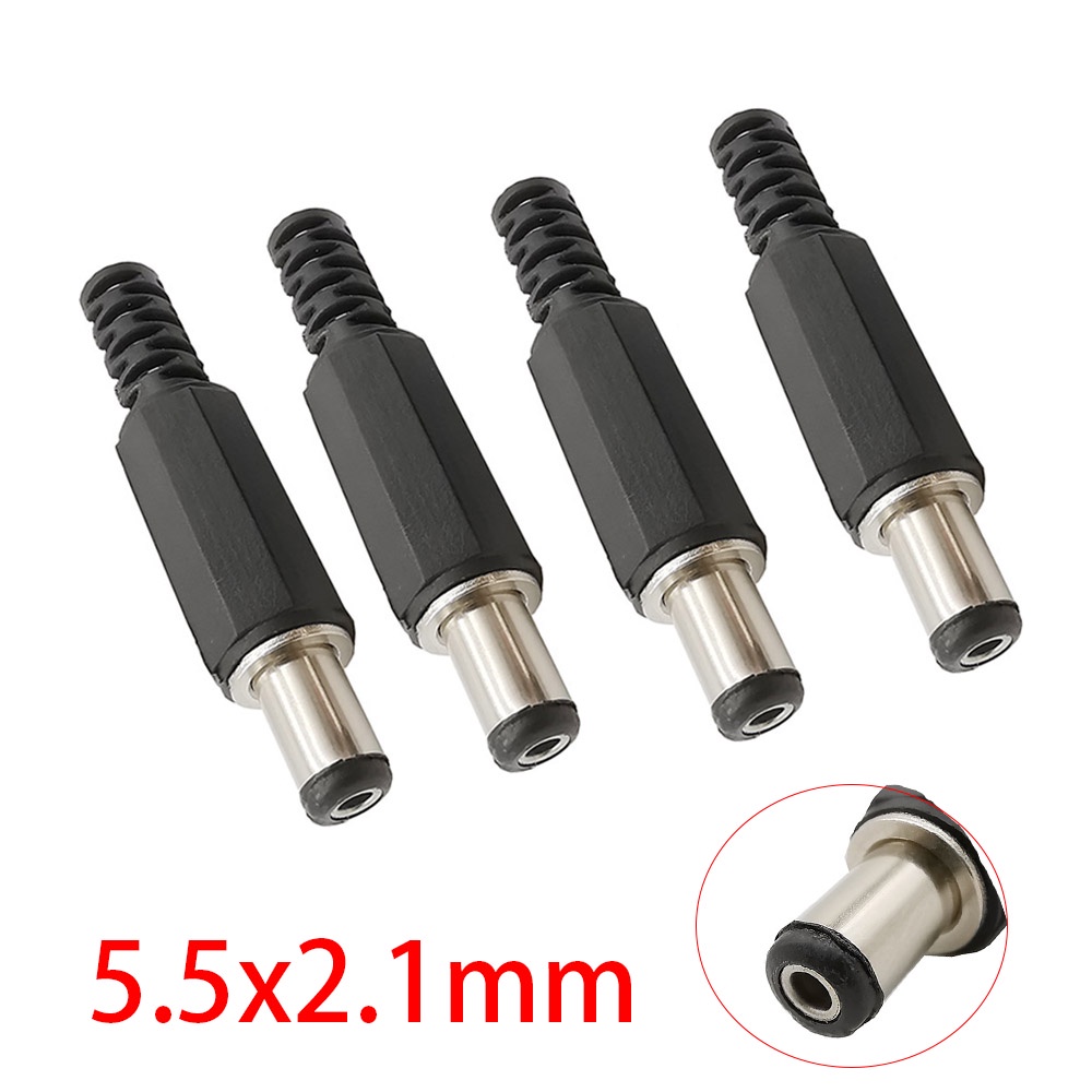 10Pcs Black 12V 5.5*2.1mm DC Power Male Plug Converter Head Connector 5.5x2.1mm DC Charging ...
