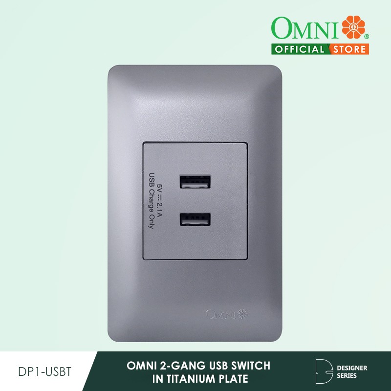OMNI 2-Gang USB Switch in Titanium Plate - DP1-USBT | Shopee Philippines