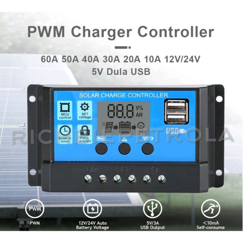 YJSS 10A 20A 30A 40A 50A 60A 12V 24V Intelligent PWM Solar Charge Controller. | Shopee Philippines