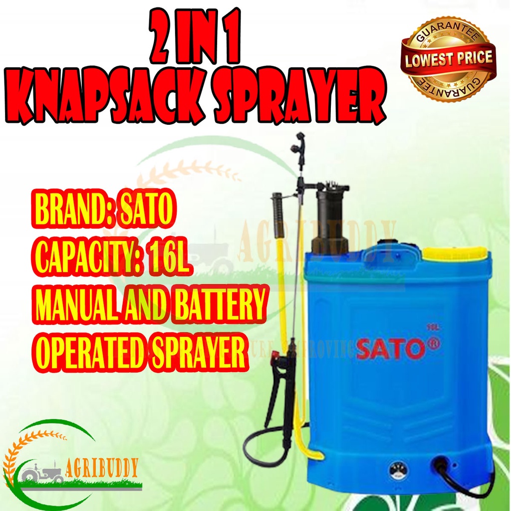 KNAPSACK SPRAYER 2 IN 1 Manual and Battery Operated Capacity: 16L 16 Liters Brand: SATO | Shopee ...
