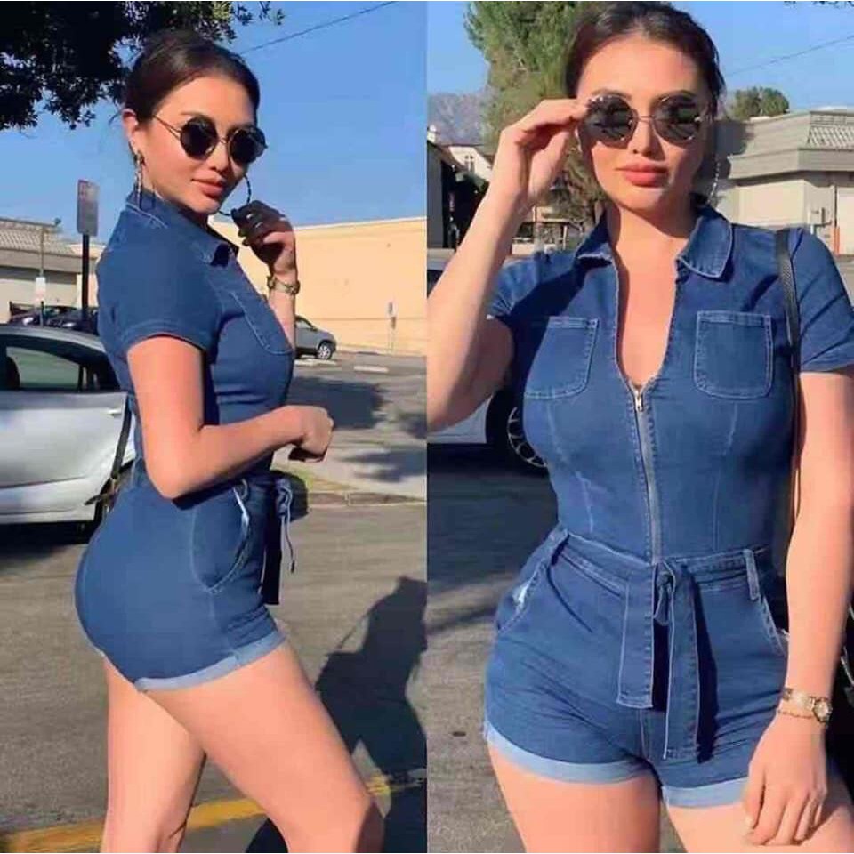 HQT FASHION sexy DENIM JUMPSHORT DENIM ROMPER | Shopee Philippines