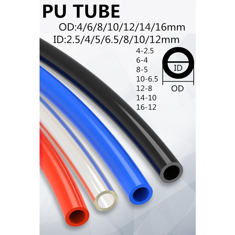 1M transparent PU pipe 1M PU pipe 4mm 6mm 8mm 10mm 12mm 14mm 16mm air ...