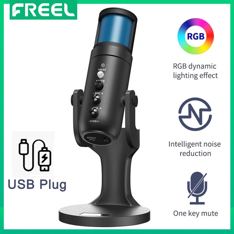 USB Microphone With RGB Dynamic Light For Computer Laptop Mobile Phone ...