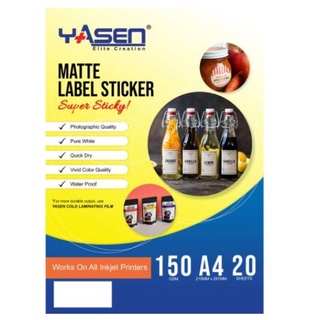 Printable Label Sticker Yasen Glossy | Matte 150 GSM A4 5pack(100sheets ...