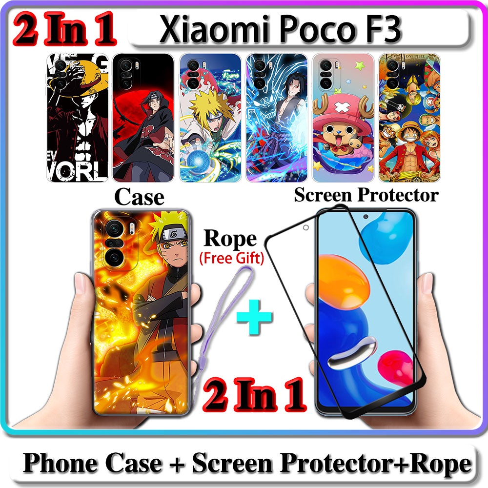 2 IN 1 Case Xiaomi Poco F3 Case with Tempered Glass Curved Ceramic ...