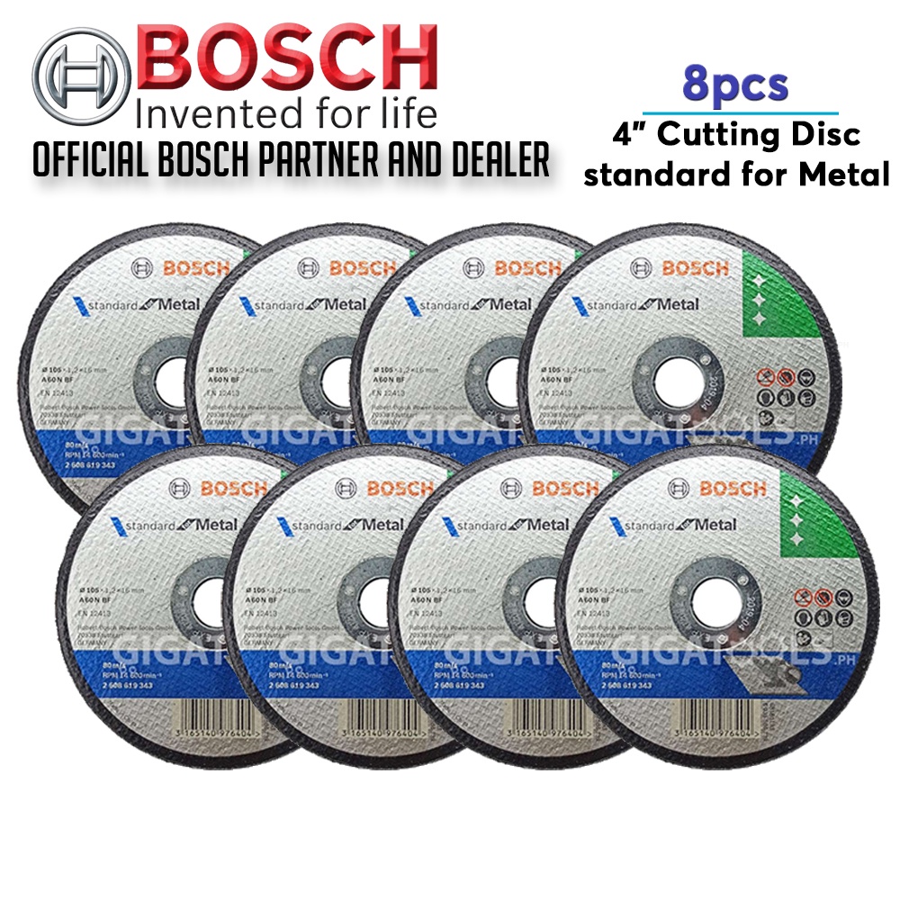 New Bosch 8pcs Cutting Disc 4" standard for Metal 1.2 mm ( 2608619343 ...