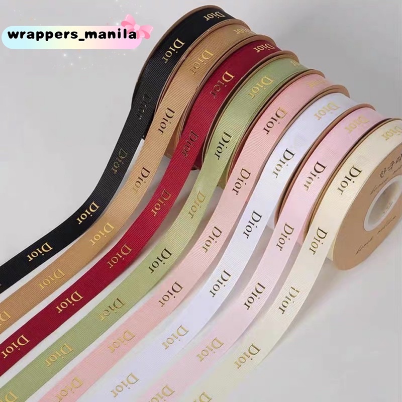 Quality DIOR Style Golden Print Ribbon Gift Wrapping Bouquet Ribbon ...
