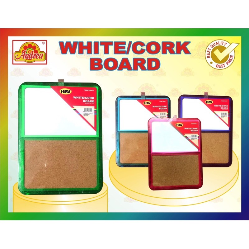HBW whiteboard & corkboard with push pin # 89946-1 | Shopee Philippines