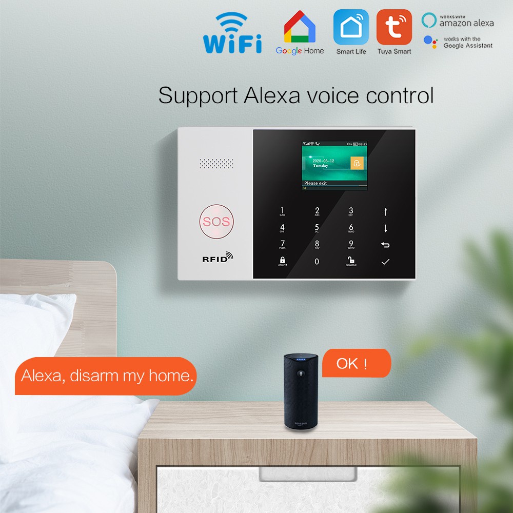 WIFI + GSM home burglar alarm system tuya smart Alex Googlehome voice ...