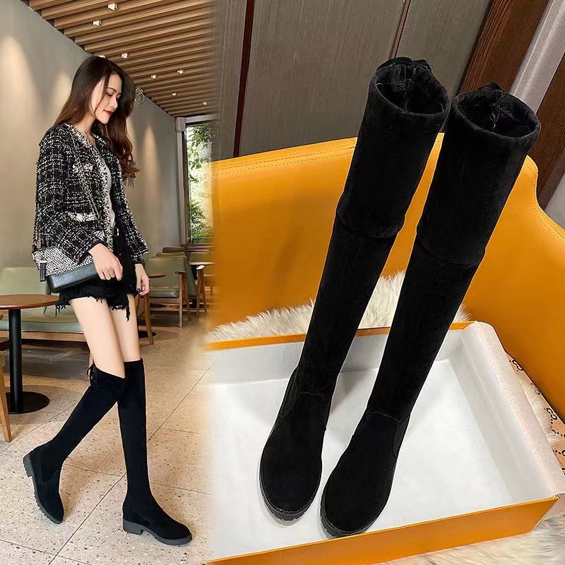 over-the-knee thigh-length low-heeled boots Sexy ladies(add1-2size) | Shopee Philippines