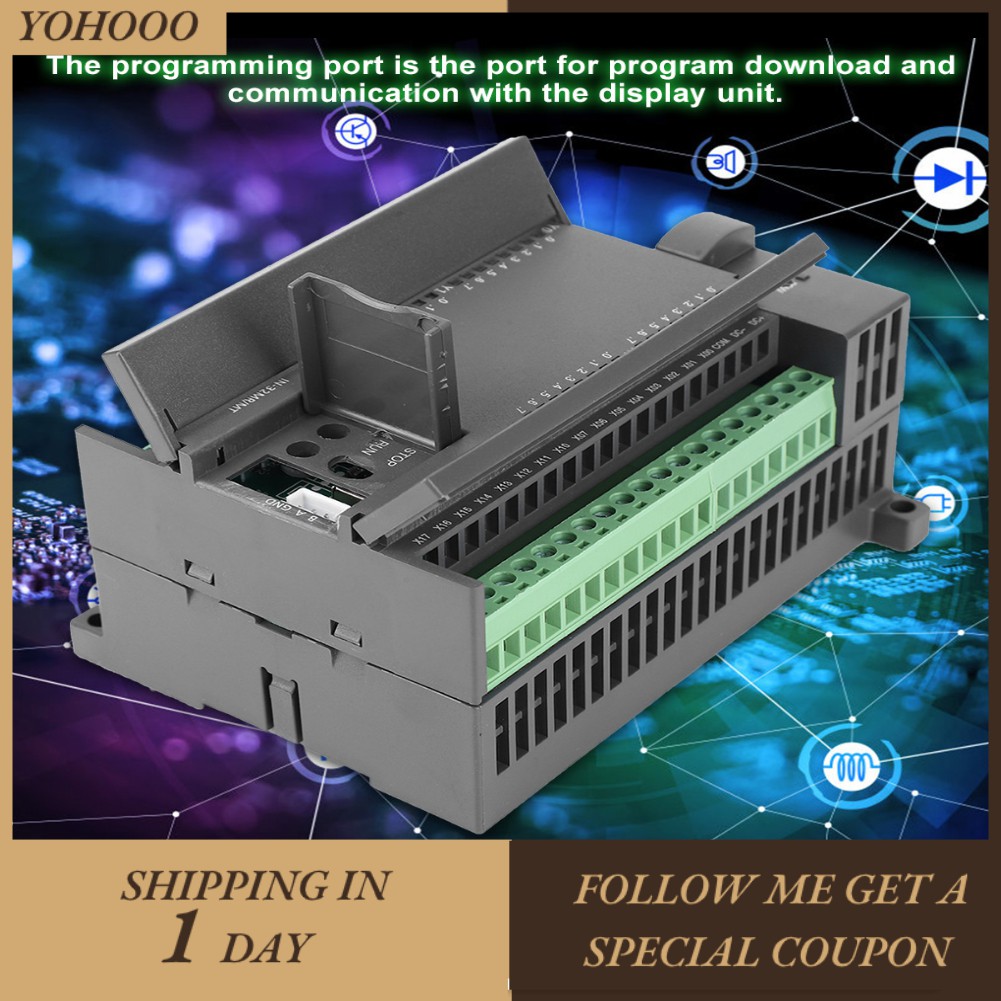 Yohooo DC24V PLC Industrial Control Board FX1N-32MT 4 Way Programmable Logic Controller | Shopee ...