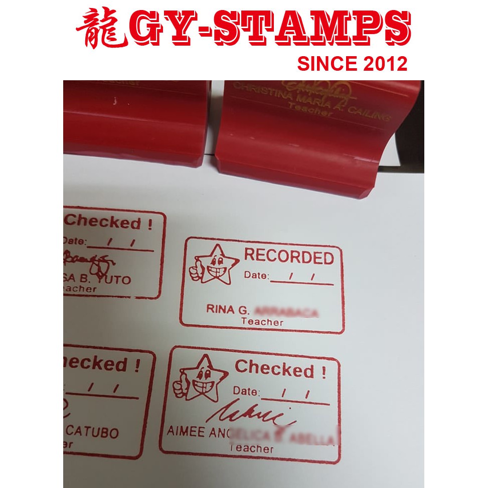teacher stamp for checked and with signature, personalized customized ...