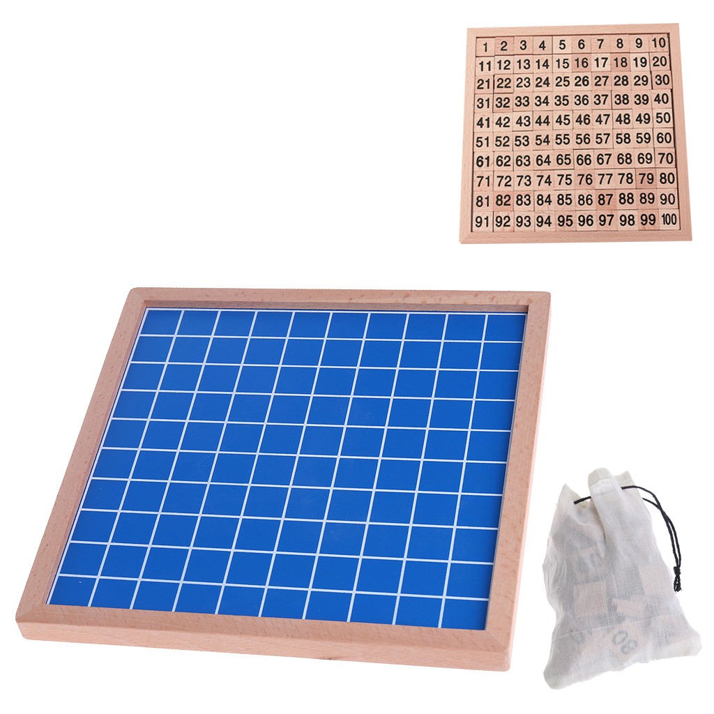 Wooden Montessori Hundred Board Math 1 to 100 Consecutive Numbers ...
