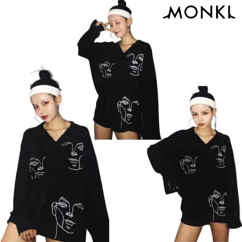 Original Monki Brand Art Face Blouse | Shopee Philippines