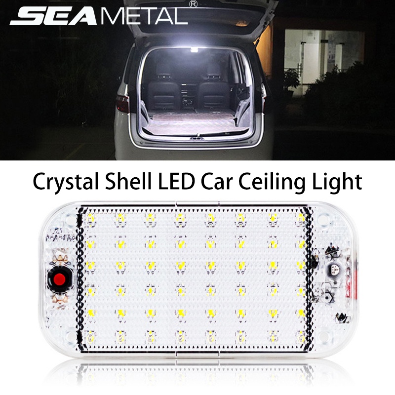 SEAMETAL Crystal Shell LED Car Ceiling Light Auto Interior Roof Reading ...