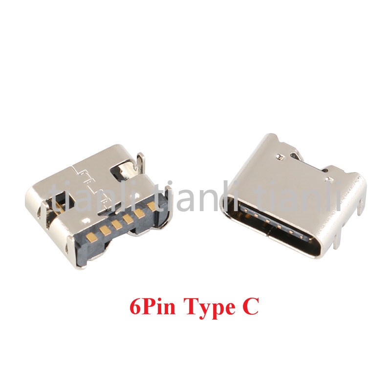 50pcs 6 Pin SMT Socket Connector Micro USB Type C 3.1 Female Placement ...