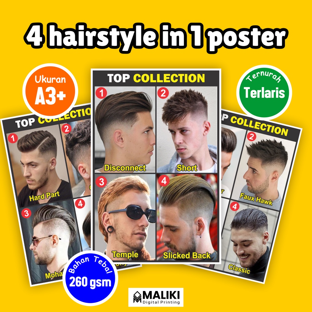 Modern men's haircut Poster contains 4 pictures | Shopee Philippines