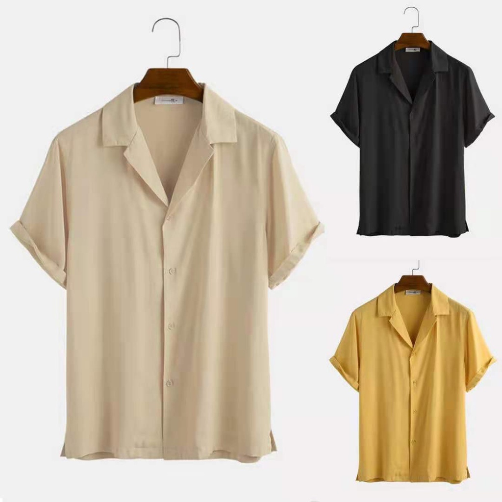 Huilishi X Mannered Turn Down Collar Casual Polo For Men Short Sleeve