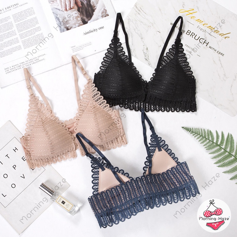 Push Up Lace Bra Wireless Sexy Deep V Backless Bralette Seamless Bras ...