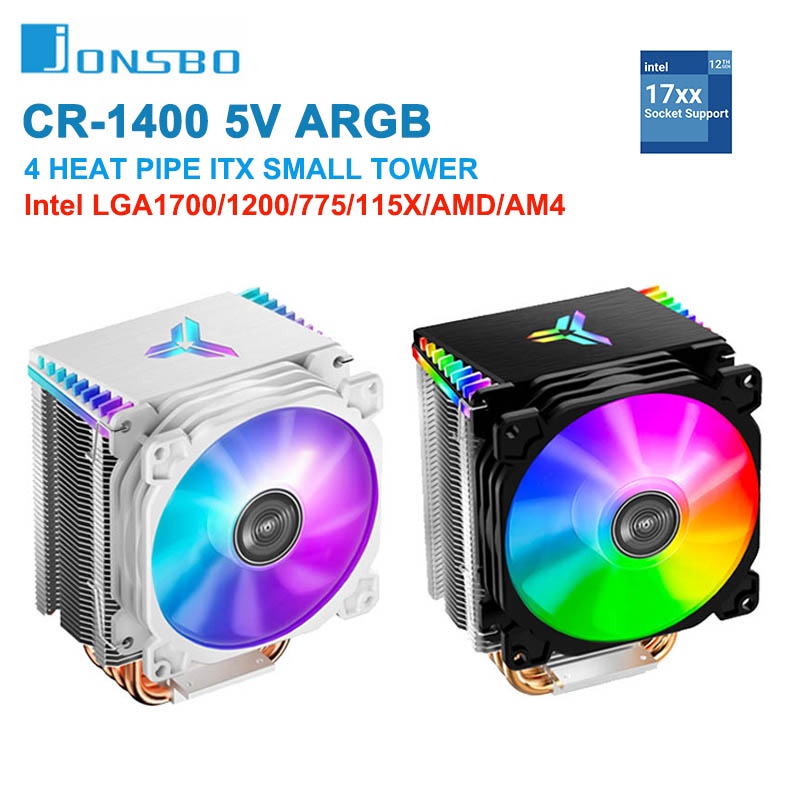 JONSBO CR-1400 white 4 heat pipe tower 5V ARGB CPU cooler ITX Air ...