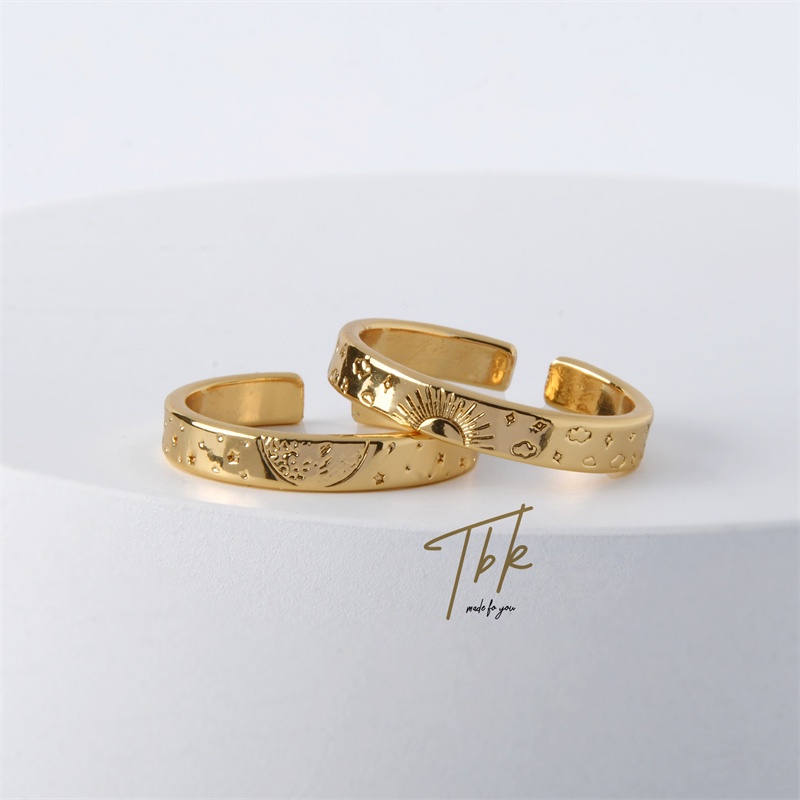 TBK Araw At Buwan Rings 18K Gold Sun and Moon Lover Wedding Couple Ring ...