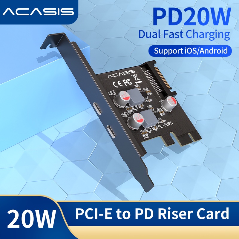 ACASIS PCIE Riser Expansion Card Dual Fast Charging Pd 20W Type-C ...