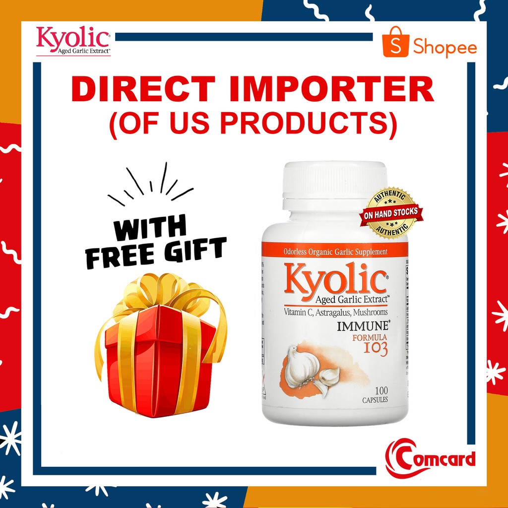 Kyolic, Aged Garlic Extract, Immune, Formula 103, 100/200 Capsules ...