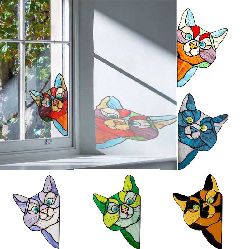 1PC Creative Cats Dog Window Sticker Animals Kitten Puppy Door Sticker ...