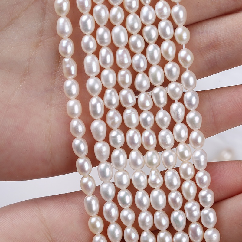 Fine 100% Natural Freshwater Pearl Rice Shape Beads 4-5mm For Jewelry ...