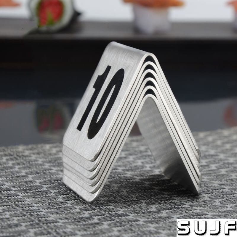Double-sides Stainless Steel Table Sign Number Plate Restaurant Cafe ...