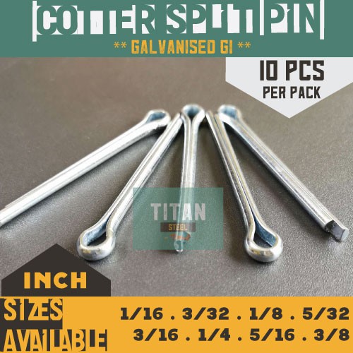 10 pcs - 1/16, 3/32, 1/8, 5/32 Galvanized GI Cotter Pin / GI Split Pin ...