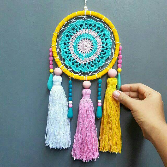 GANTUNGAN Multiknit Dreamcatcher Hanger with tassel 17cm | Shopee Philippines