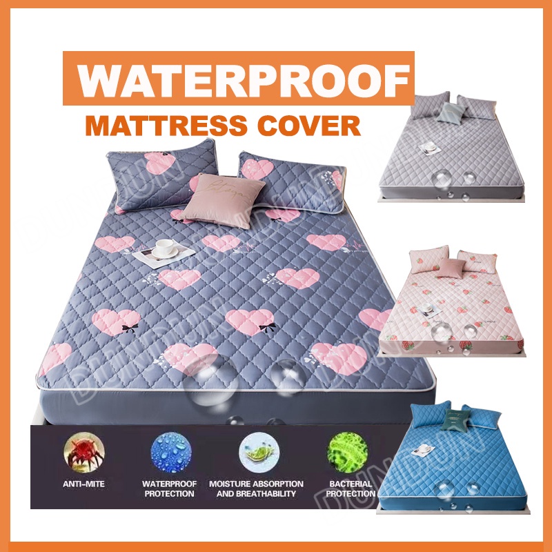 100% Waterproof Bed Sheet Cover Pink Heart Cartoon Mattress Protector ...