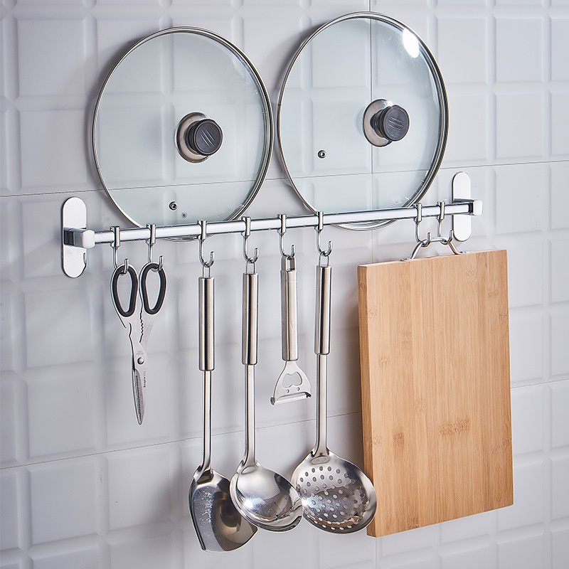 304 Stainless Steel Shelf Kitchen Hanging Rod Hook Wall Hangers Solid ...