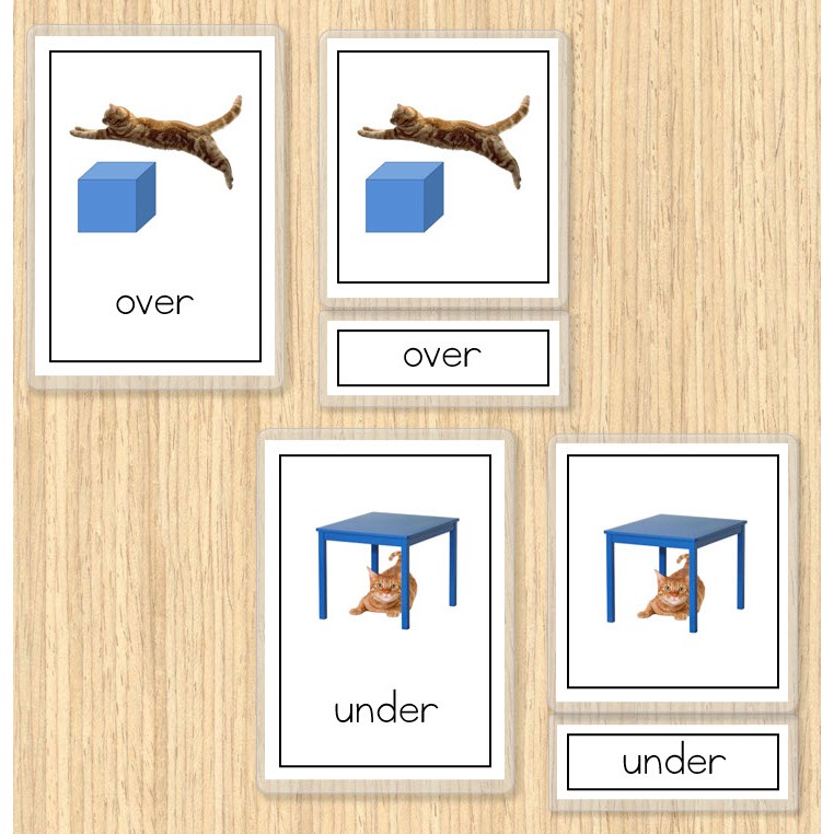 PREPOSITIONS - Montessori Three-Part Cards / Nomenclature Cards - Flash ...