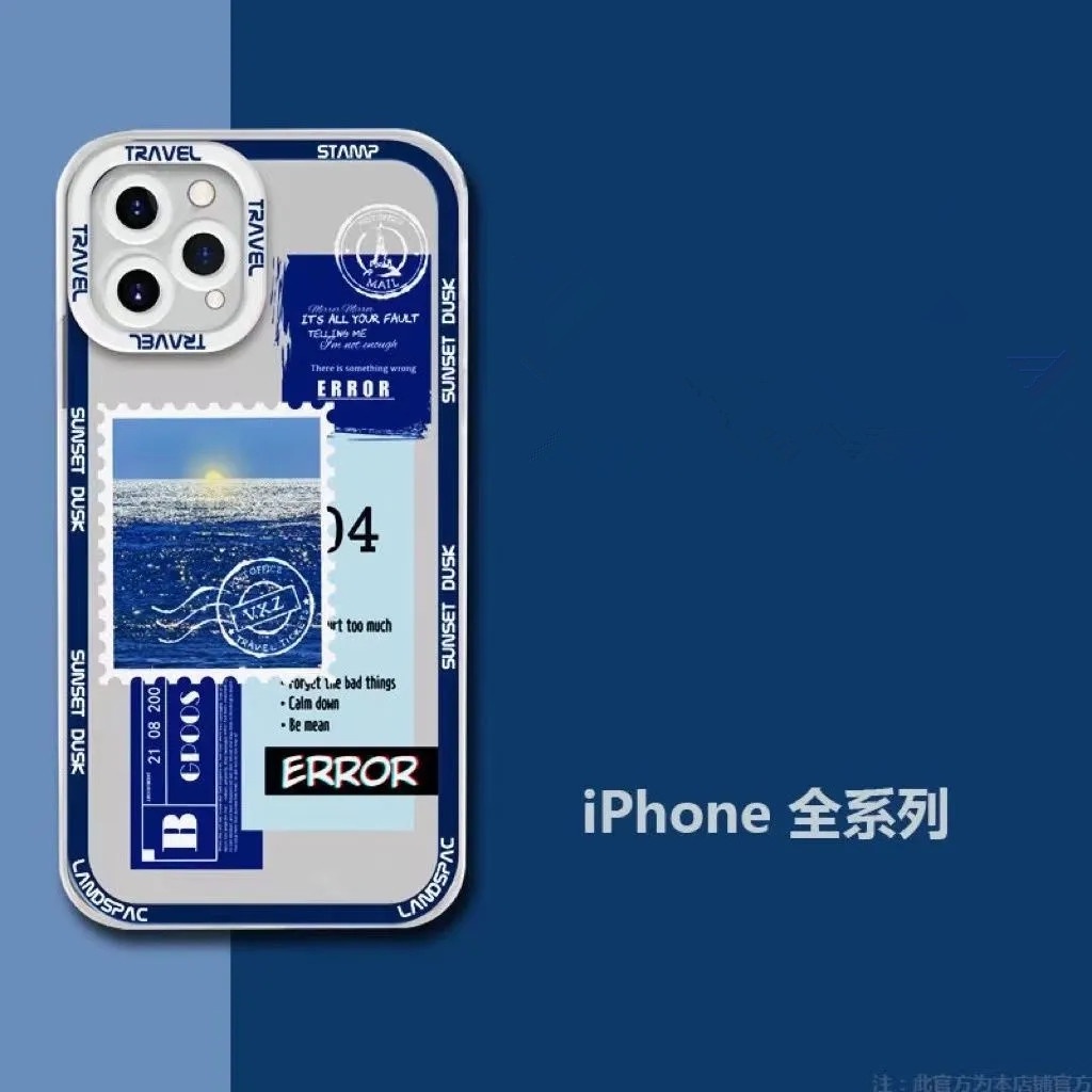 Landscape Stamp Label Casing Comptible For iPhone 11 12 13 14 15 Pro 16 ...