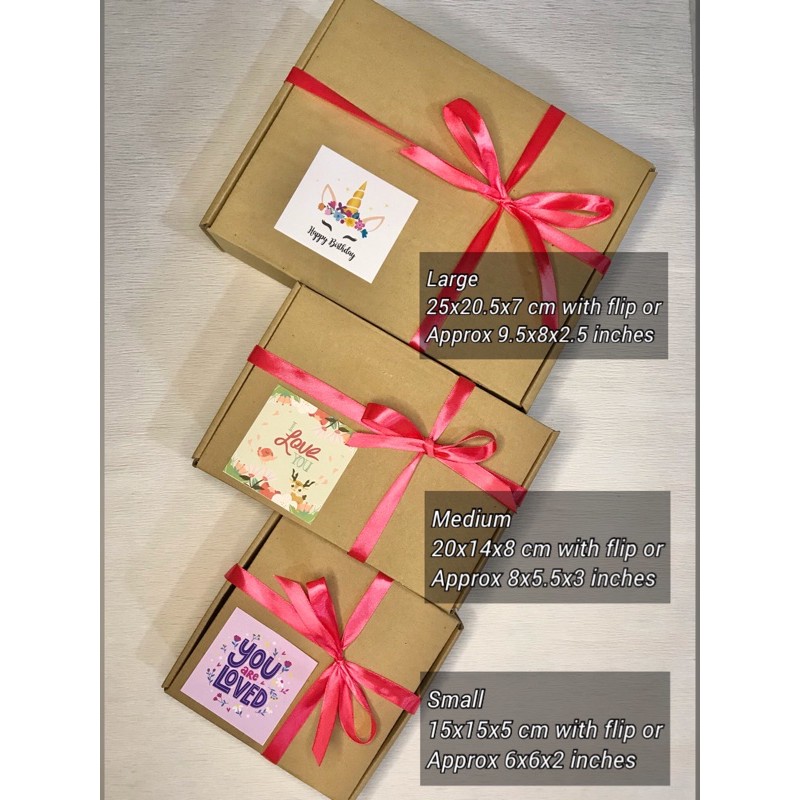 Corrugated cardboard box for personalized gift w/sticker - 4 sizes ...