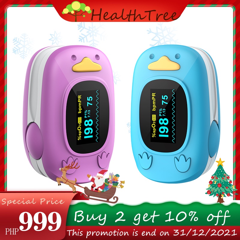 HealthTree Finger Oximeter Kids Pulse Oxymeter Baby Spo2 Heart Rate PI ...
