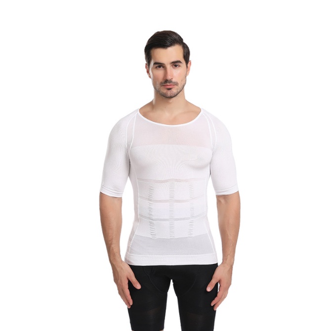 Mens Slimming T Shirt Bodysuit Shaper Compression Shirts Gynecomastia ...